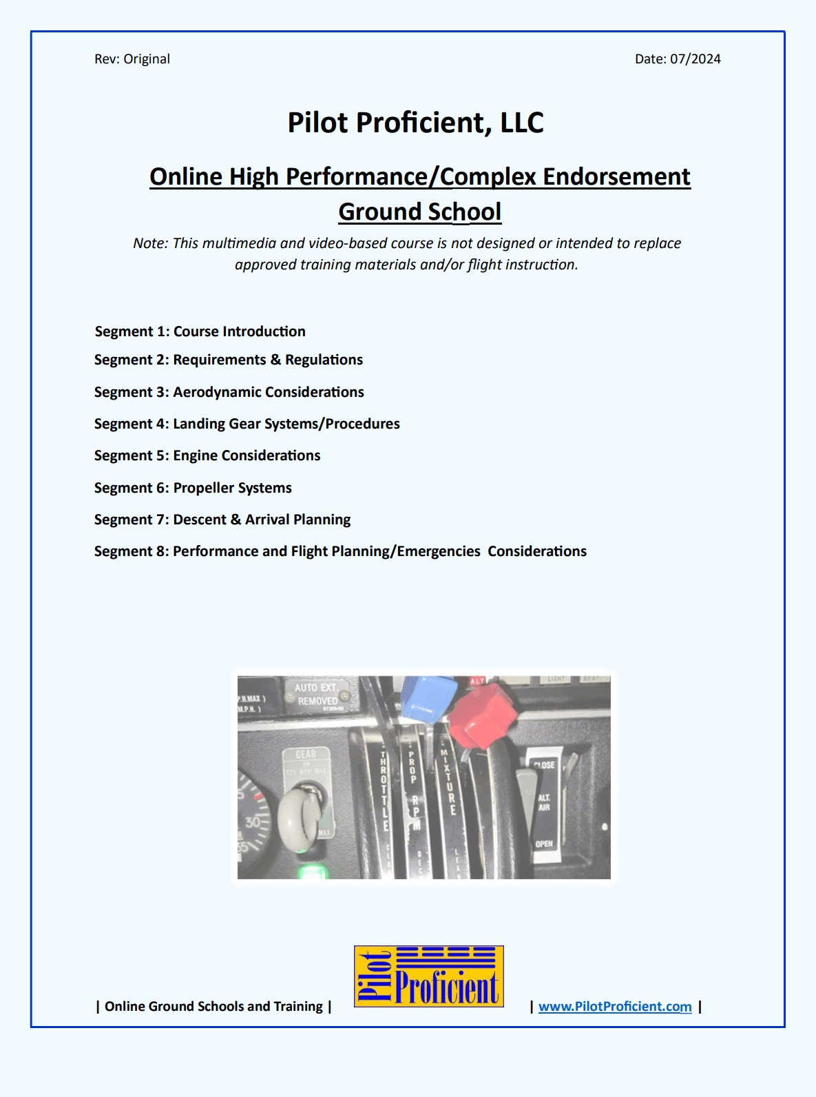 High Performance and Complex Aircraft Operations Course
